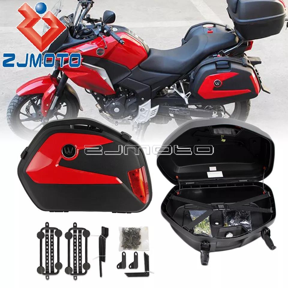 Pair 20L Motorcycle Side Boxes Case Panniers Luggage Tail Box Universal ...
