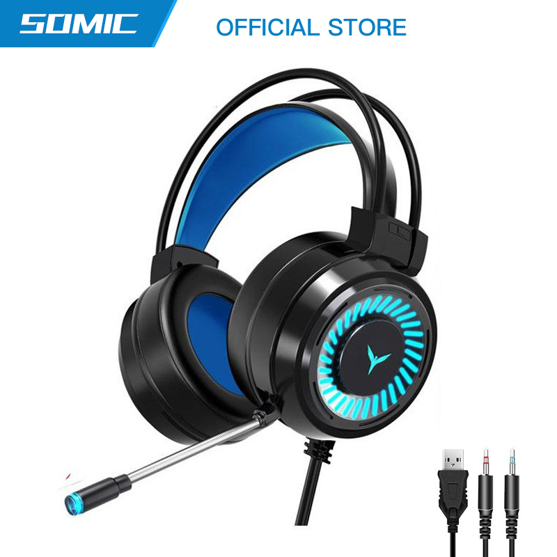 SOMIC Gaming headset with 7 Color Led breathing headphone Dual 3.5 mm ...