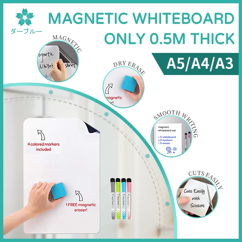 A3/A4/A5 Magnetic Soft whiteboard Dry Erase White Boards Home Office ...