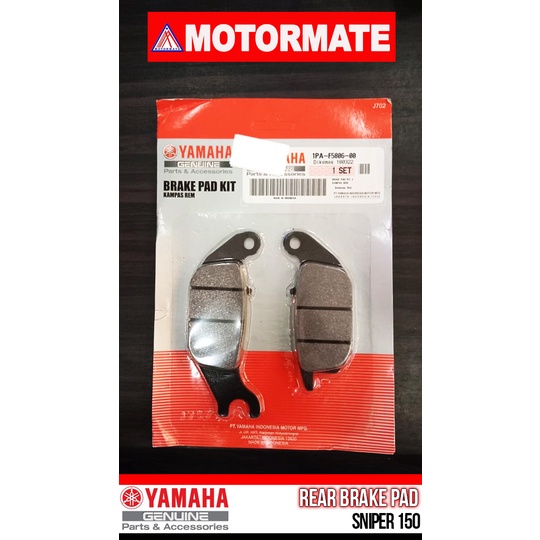 Rear Brake Pad Sniper 150, Sniper MX 135,TFX 150, R15 V2 Yamaha Genuine ...