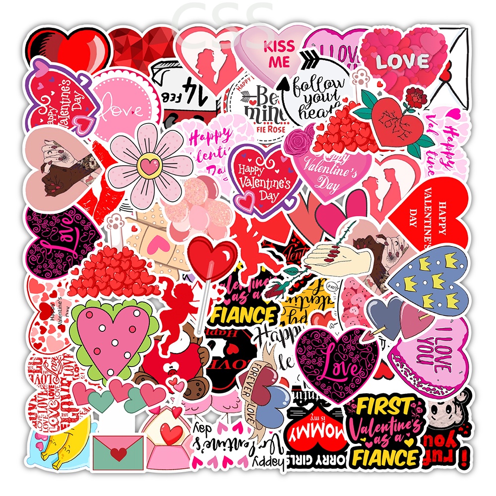CSS.50Pcs/Set Valentine's Day Graffiti Waterproof Sticker Love ...