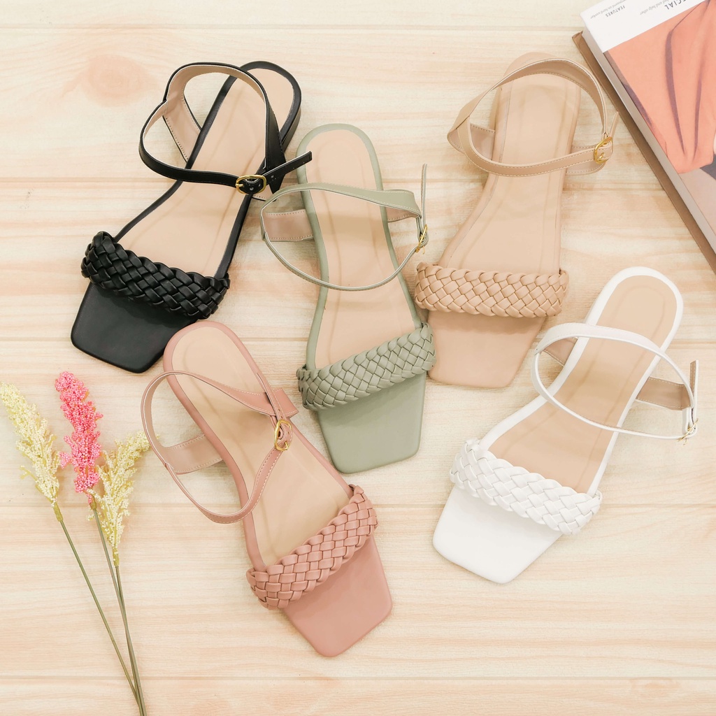 Barefoot.MNL Bianca 1 inch Heel Braided Block Heel Sandals | Shopee ...