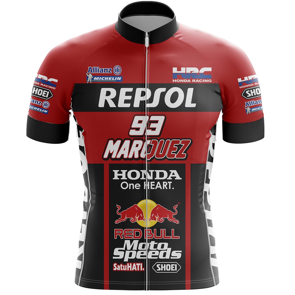 Red Repsol Men's Short Sleeve Cycling Jersey Top Mountain Bike Wear ...