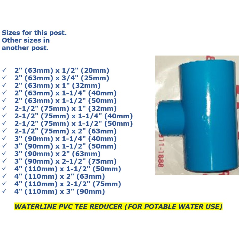 Pvc reducing tee sizes store