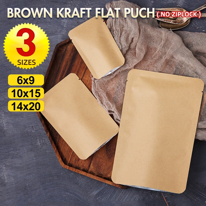 100pcs Glossy Brown Kraft Flat Pouch Aluminum Foil Coffee Drip Bag ...