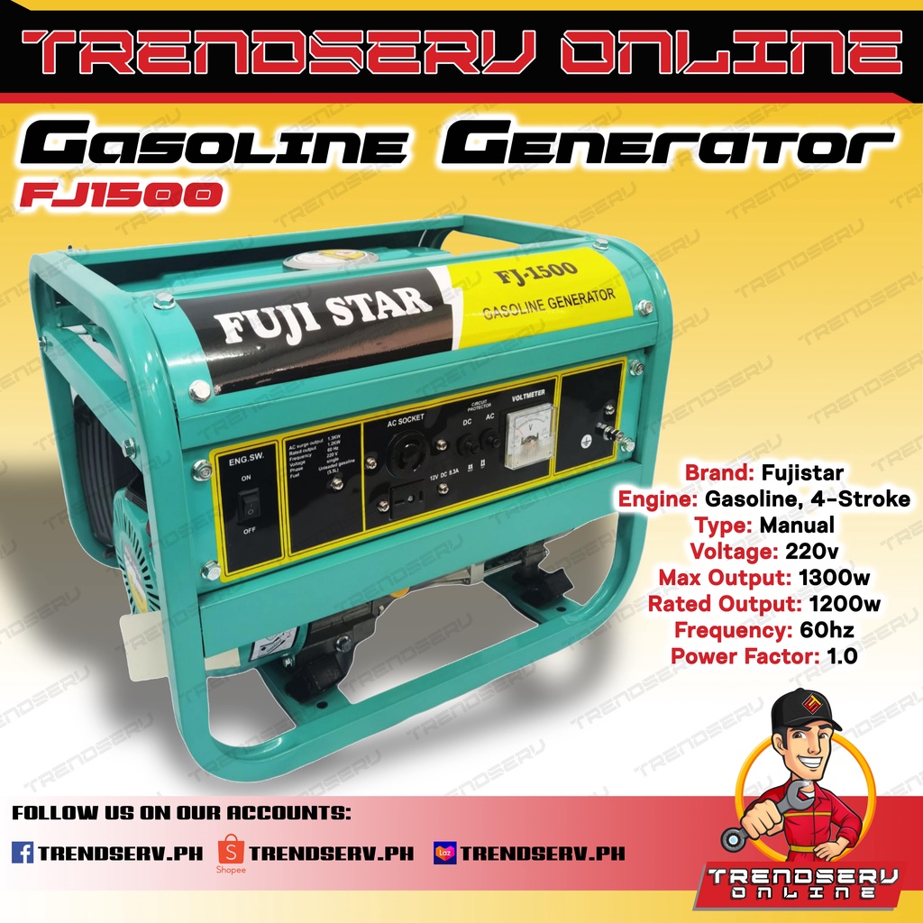 FUJI STAR Gasoline Generator FJ1500 | Shopee Philippines