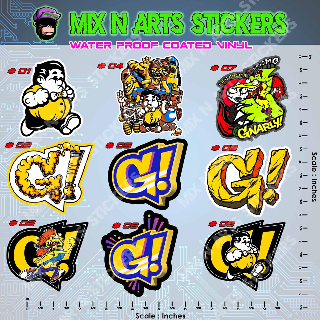 Gnarly Logos Waterproof Vinyl Sticker for Motorcycle Tumbler Ect (Sold ...