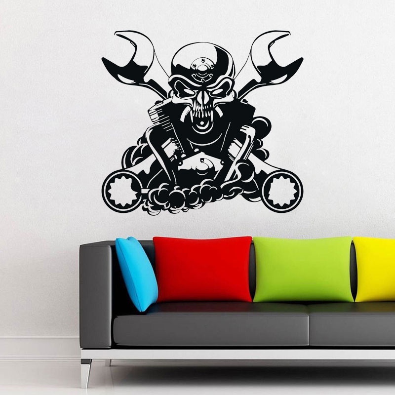 Garage Door Wdindow Wall Decal Engine For Car Mechanic Garage Decor ...