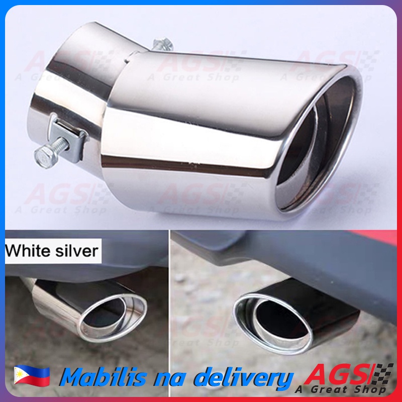 Universal Silver Car Exhaust Muffler Tip Round Stainless Steel Chrome ...