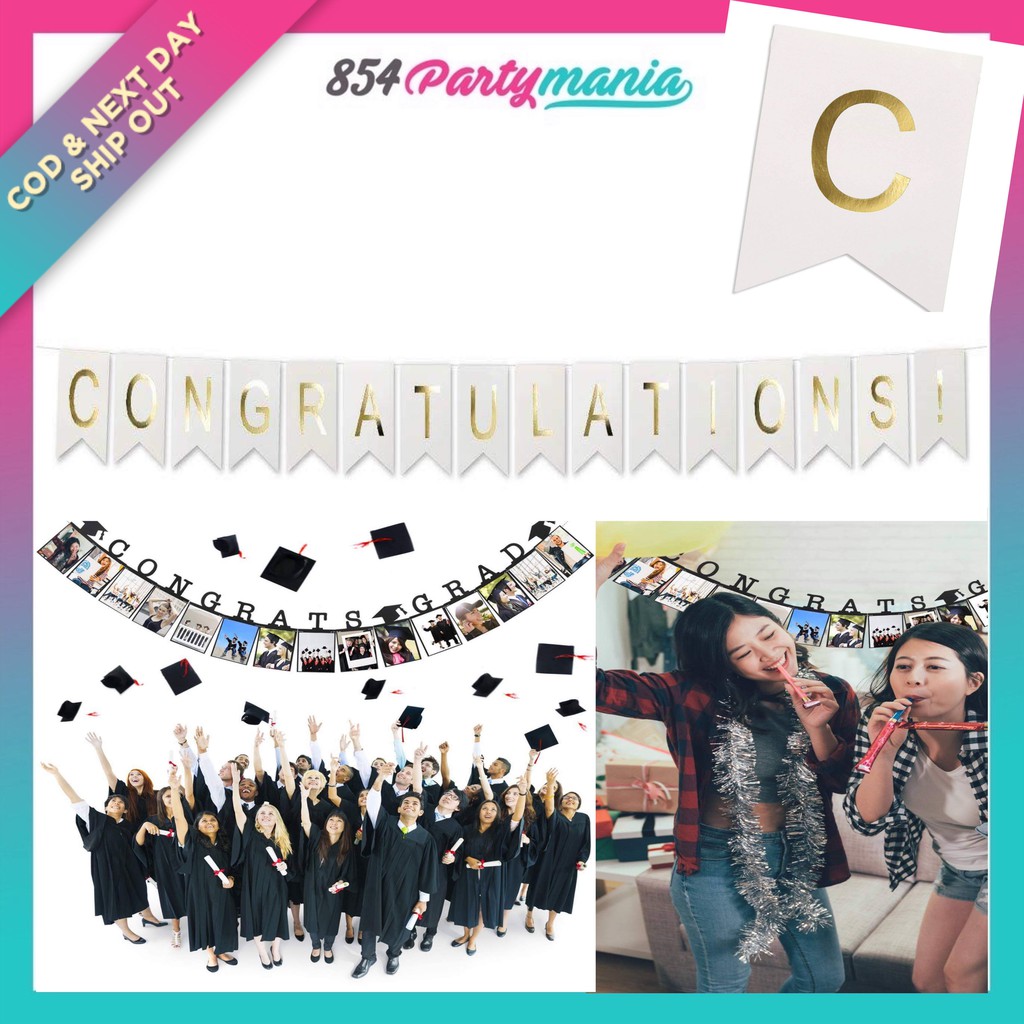 Congratulations Banner with Gold Print Bunting Party Banner Banderitas ...