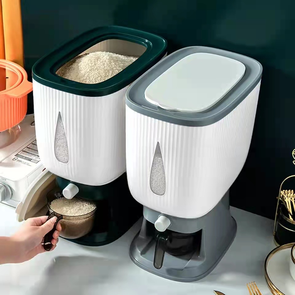MHS Rice Bucket Automatic Rice Dispenser with With Measuring Cup Smart ...