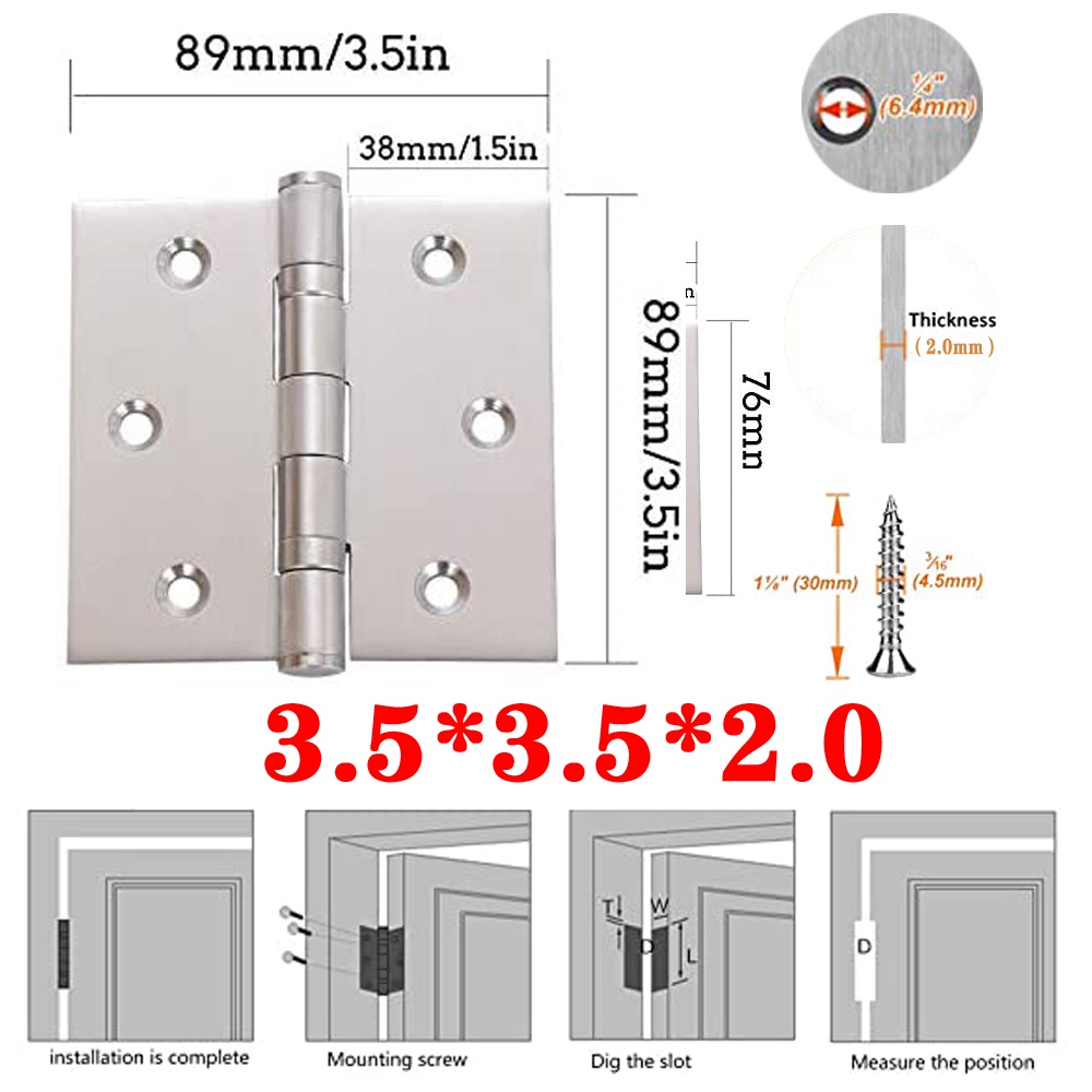 Bisagra Door Hinges Stainless Steel Ball Bearing 3x3 3.5x3.5 4x4(Pair ...