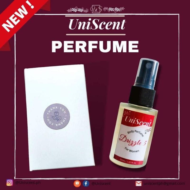 UNISCENT BODY PERFUME - DRIZZLE 5 SCENT 30ML | Shopee Philippines