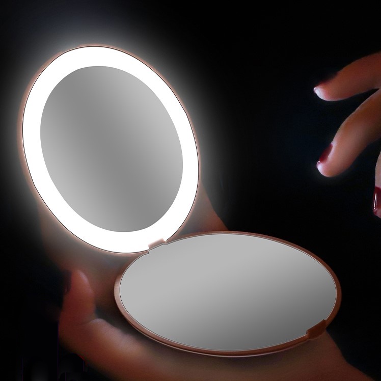 Mini rechargeable LED makeup Mirror portable Glass Mirror Folding LED ...