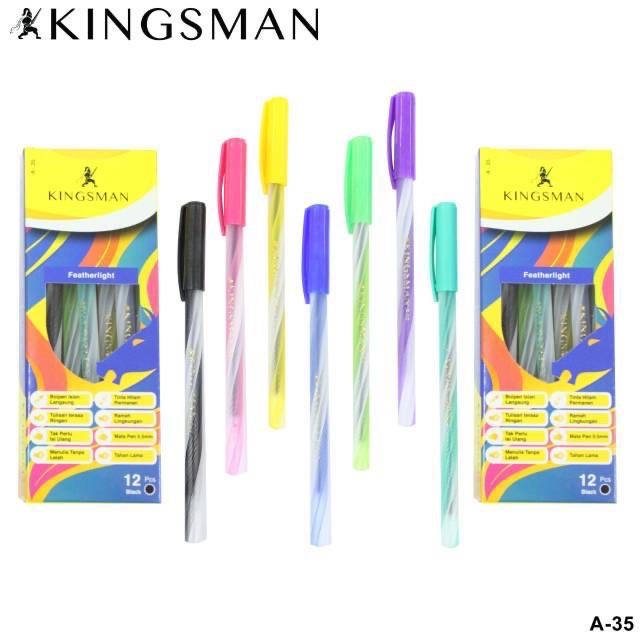 HITAM Dozen Pulpen BALLPOINT Kingsman - 12 pcs Rainbow Threaded Pens ...