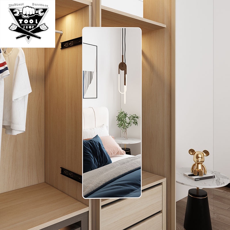 Wardrobe fitting mirror Wardrobe mirror Rotating push-pull fitting ...