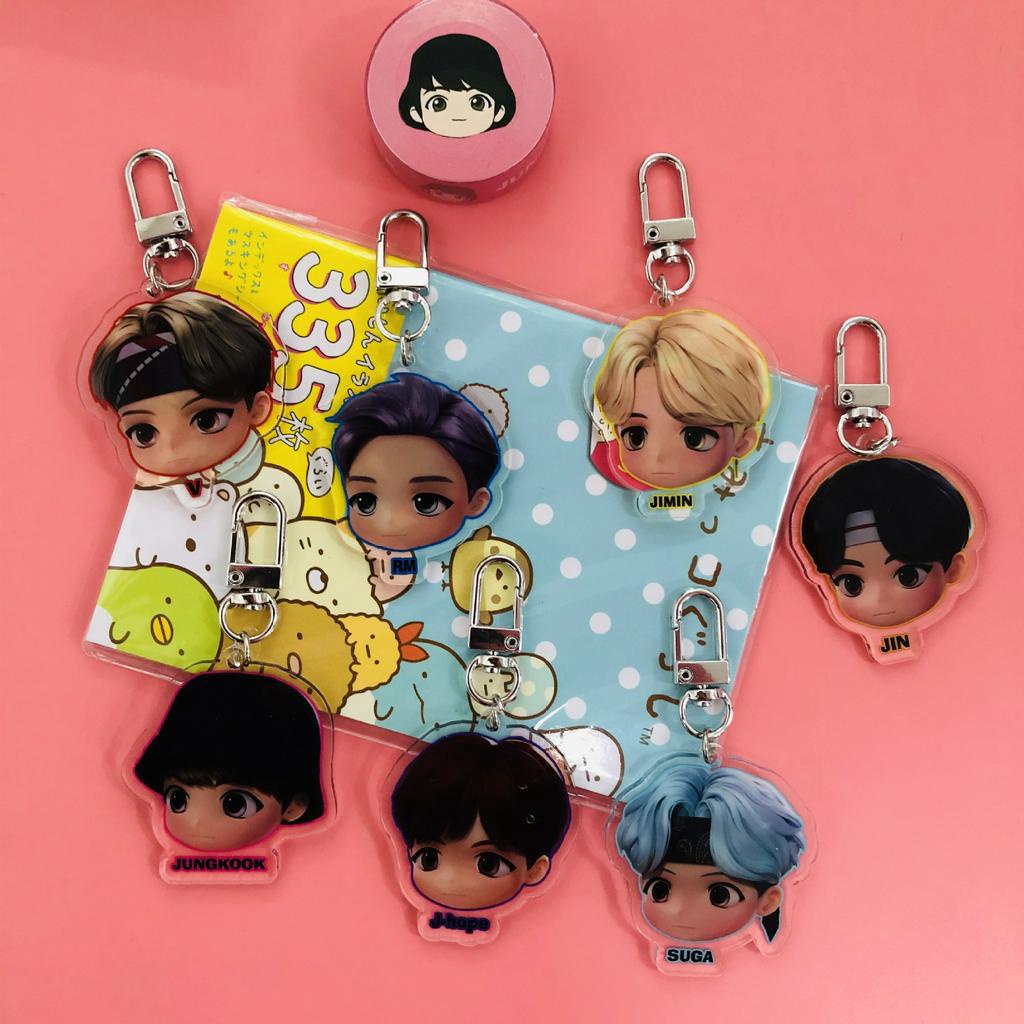 BTS Keychain JIMIN V JUNGKOOK Cartoon Acrylic Transparent Keyring ...