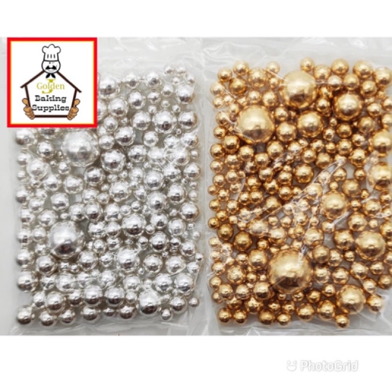 Edible Dragees Cake Decorating sprinkles Silver|Gold|White Dragees 100g ...