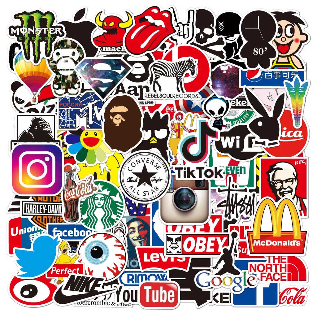 CSS.100Pcs/Set Street Fashion Brand Logo Graffiti Waterproof Sticker ...