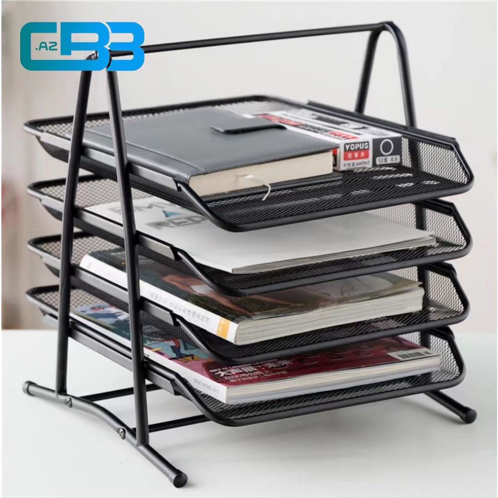 CBB.AZ Metal Mesh Desk 4 Tier Document Tray Organizer File Document ...