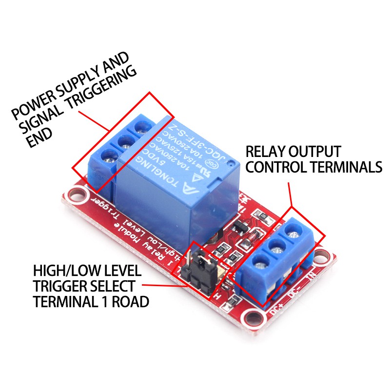 DC 5V 1 Channel Relay Module with Optocoupler Support High and Low ...