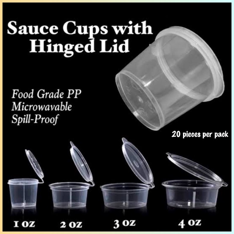 [20 pcs] Hinged cups Microwavable Sauce cups with Hinged Lid 1oz 2oz 3oz 3oz | Shopee Philippines