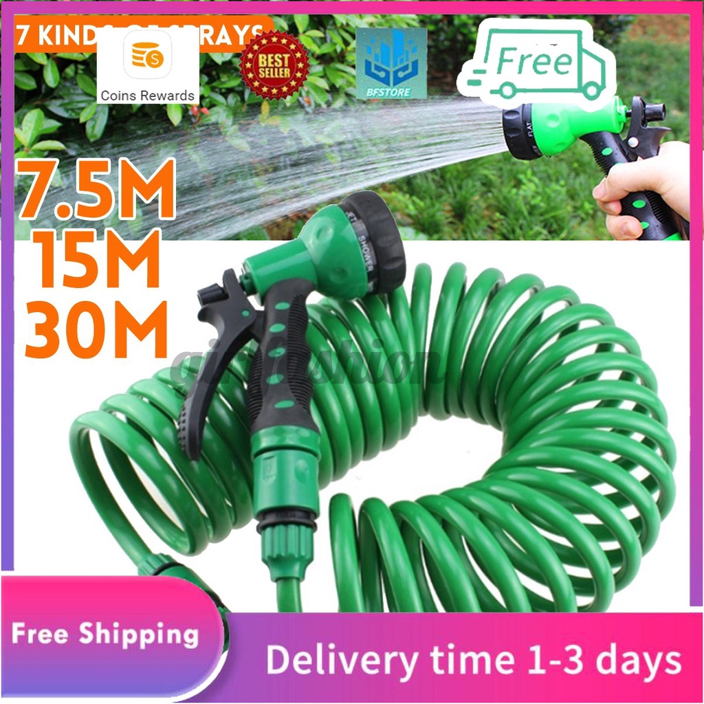 Retractable Coil Garden Hose Pipe – Expandable Reel Spray Tap Connector ...