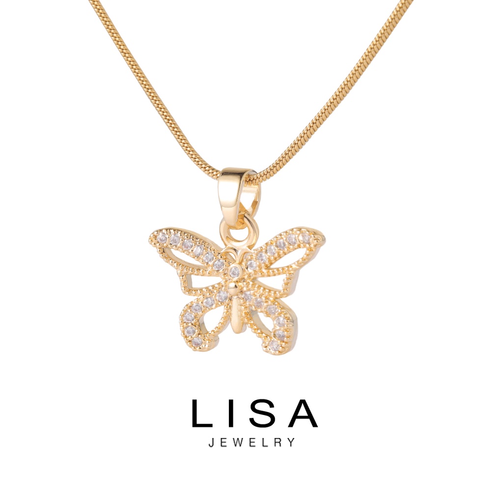 lisa jewelry 18k gold necklace beautiful butterfly necklace pendant ...