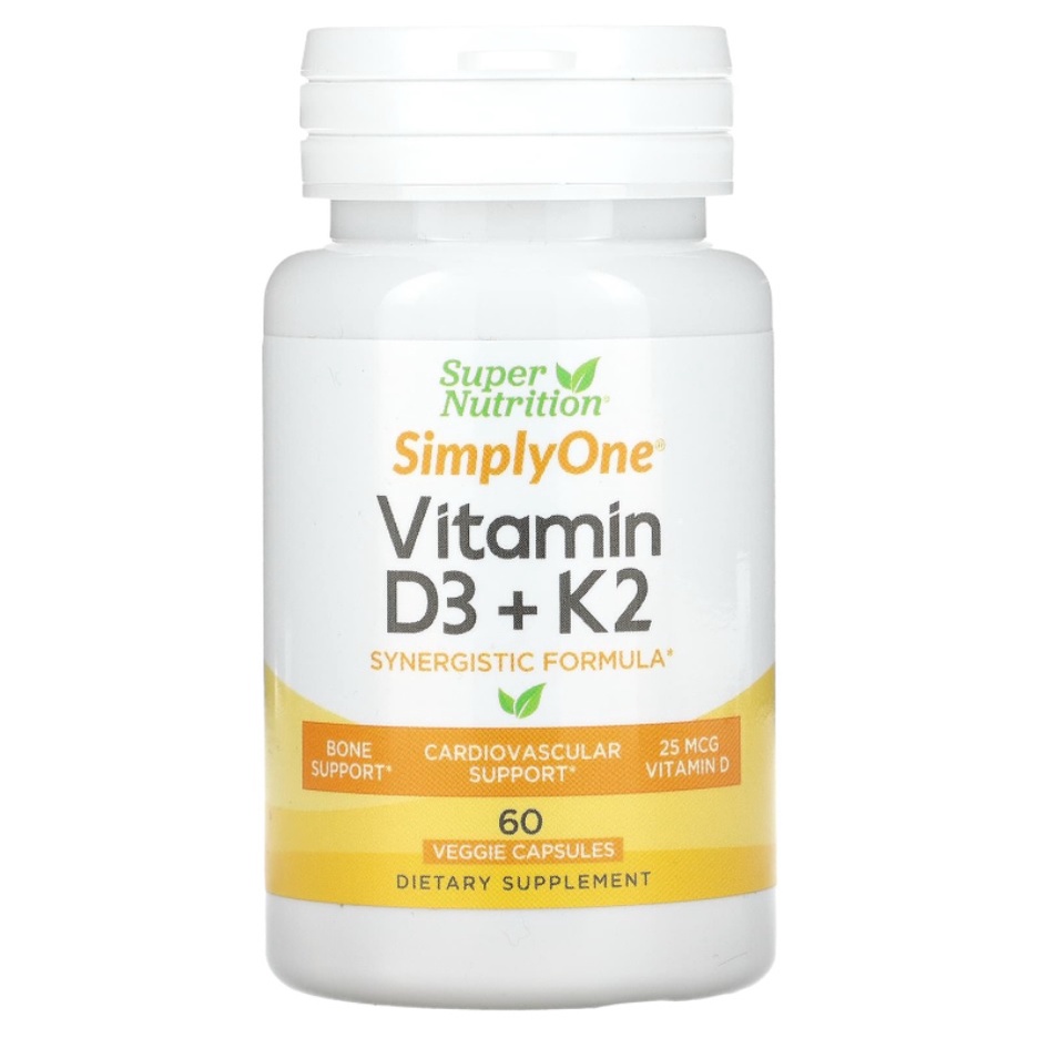 Super Nutrition, Vitamin D3 + K2, Bone & Cardiovascular, 60 Veggie ...