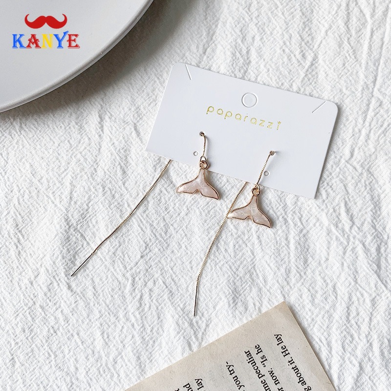 Light gray fish JI temperament long ear wire design sense of individual ...