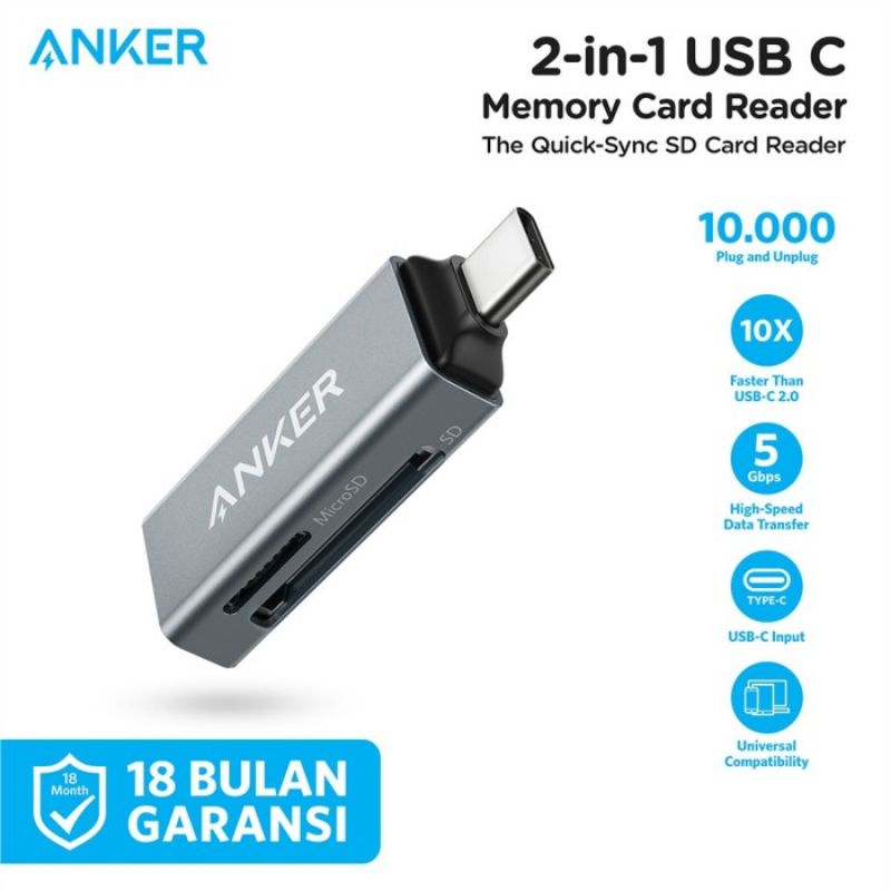 Anker 2in1 Memory Card Reader USB C 5Gbps Original Anker A8370 | Shopee ...