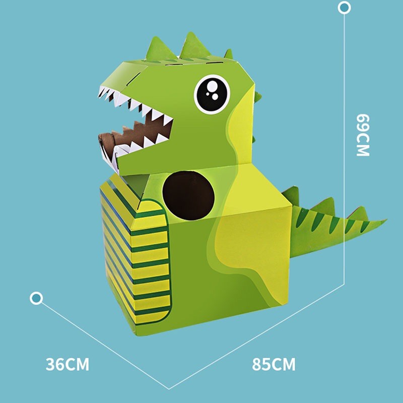 DIY 3D Kids wearable dino cardboard costume carton paper box pretend ...
