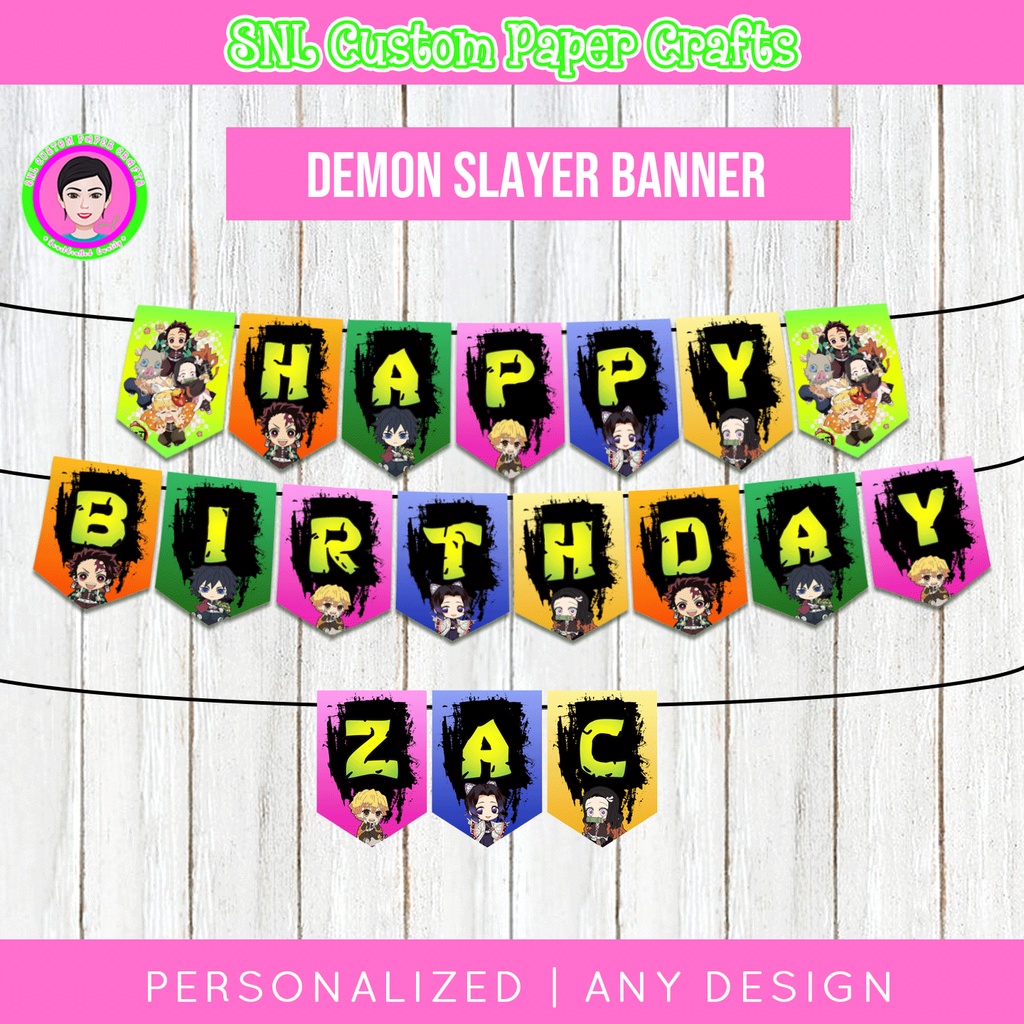 Demon Slayer Banner Birthday Customized personalized | Shopee Philippines