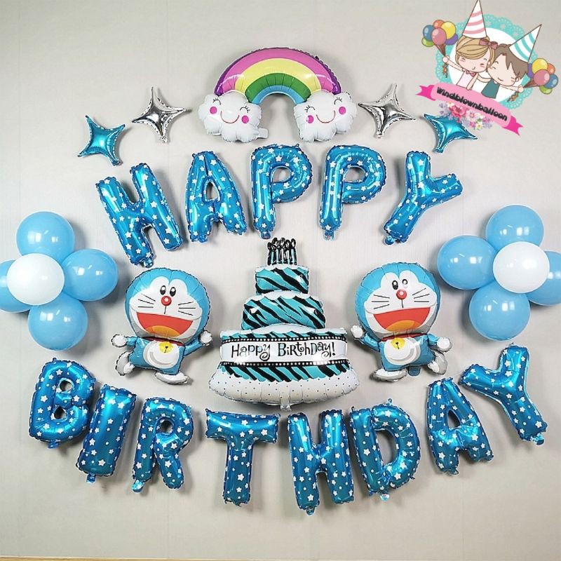 Windblown FOIL BALLOONS SET BIRTHDAY DECORATIONS BIRTHDAY HBD CHILDREN ...