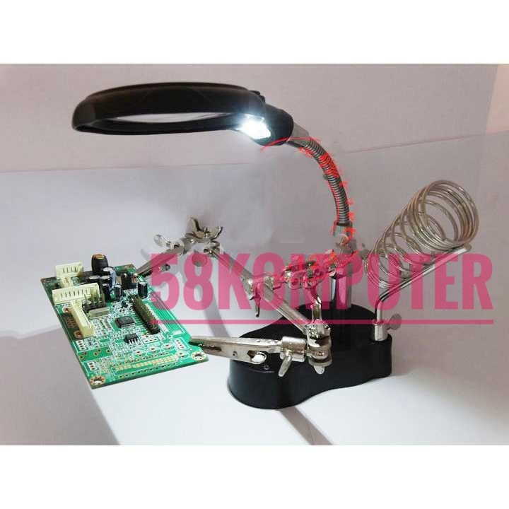 Soldering Handle Tool And Magnifying Glass led Pcb Clamp Helping Hand ...