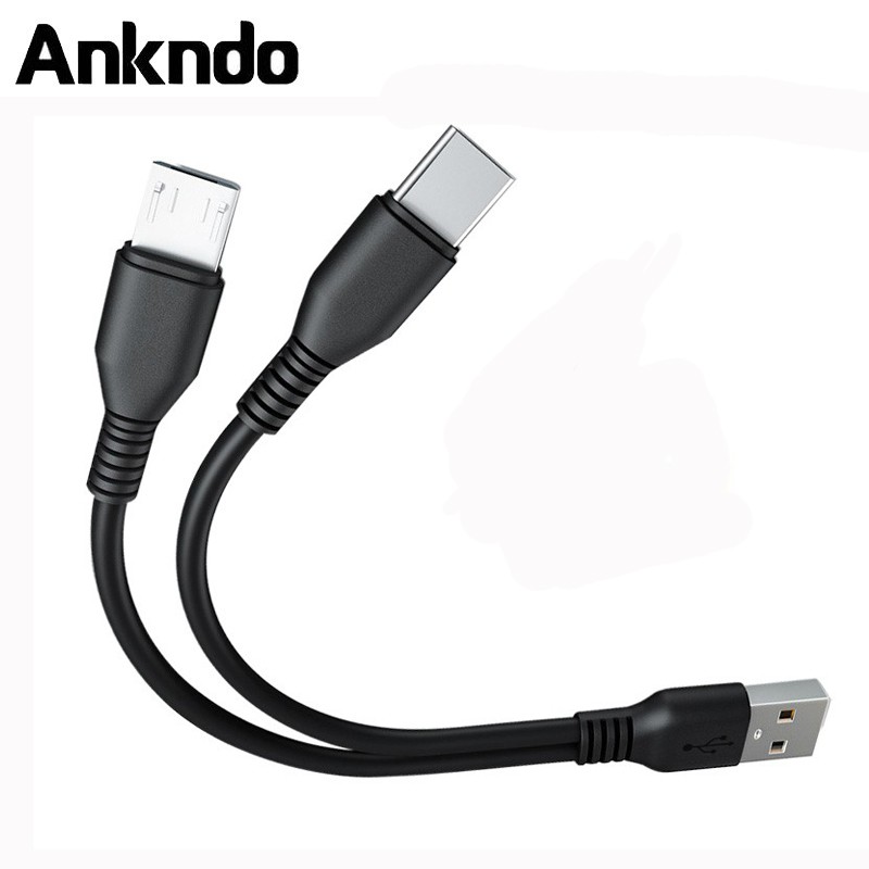 Ankndo 2 in 1 Short Charging Cable USB to USB Type C&Micro USB Charger ...