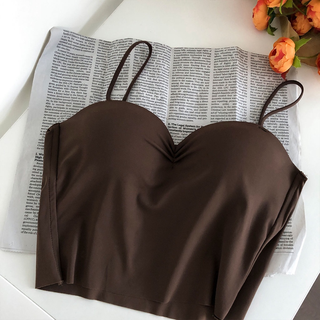 2025 Women's Sports Tube Top with Chest Pad Small Camisole Style ...