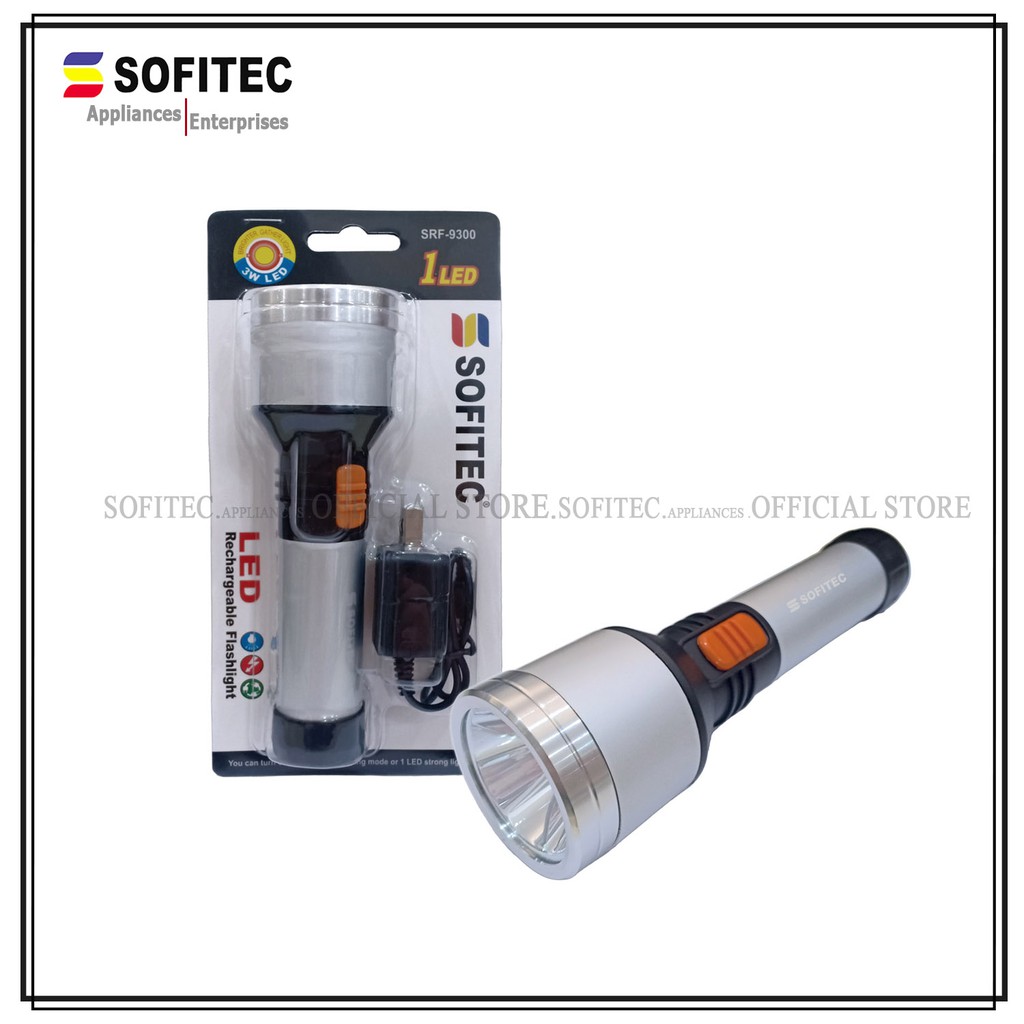 Sofitec Rechargeable Flashlight w/ Battery Emergency Light Camping ...
