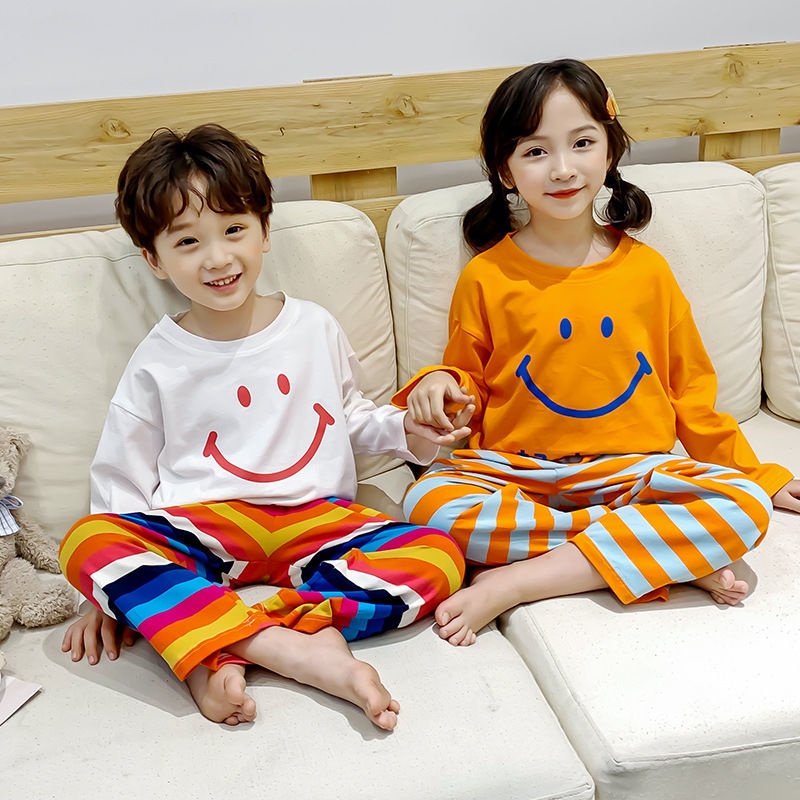 Children's Pajamas Pure Cotton Long-Sleeved Boys' Homewear Middle Big ...