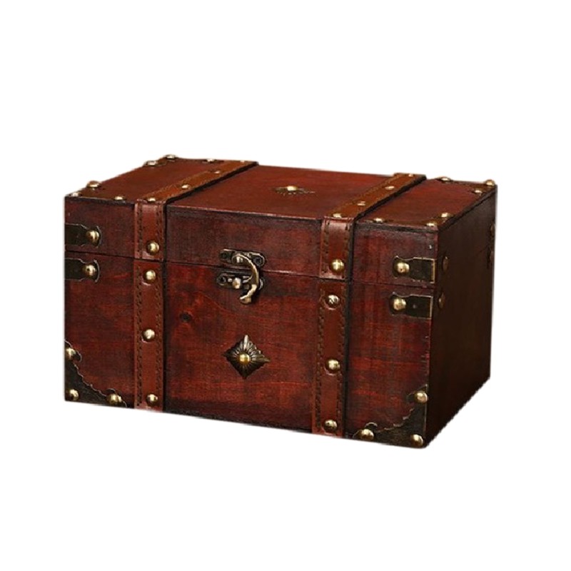 Retro Treasure Chest Vintage Wooden Storage Box Antique Style Jewelry ...