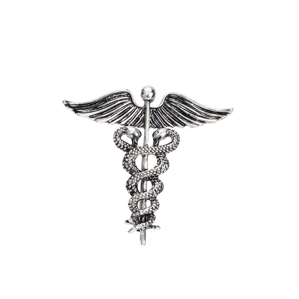 Crystal Caduceus Pins Wing with Snakes Badge Brooches Lapel Pin ...