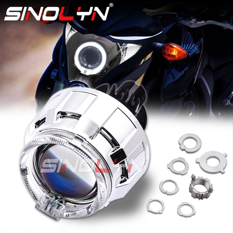 H4 LED Headlight For Motorcycle Angel Eyes 2.0 Inch Lens H4 Socket ...