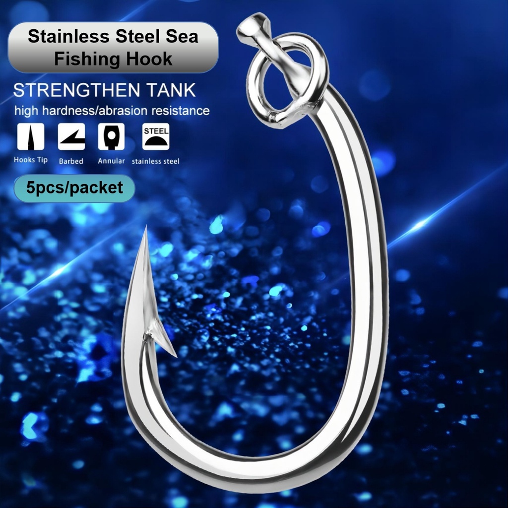 5pcs/Packet Sea Fishing Stainless Steel Hook Sea Fishing Tuna Hook ...