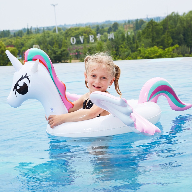Baby Inflatable Rainbow Unicorn Pool Float Ride-On Pegasus / Horse ...