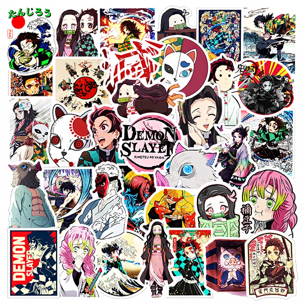 MUYA 50pcs Demon Slayer Japanese Anime Stickers for Kids Cartoon ...