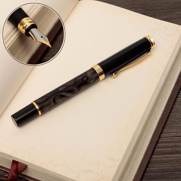 JINHAO 500 Marbled Black And Gold Fountain Pen For Gifts | Shopee ...