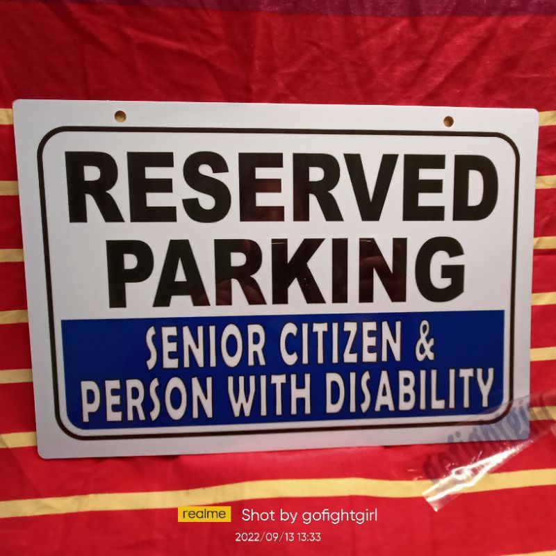 Reserved Parking Senior Citizen & PWD Signage PVC Plastic (like ATM and ...