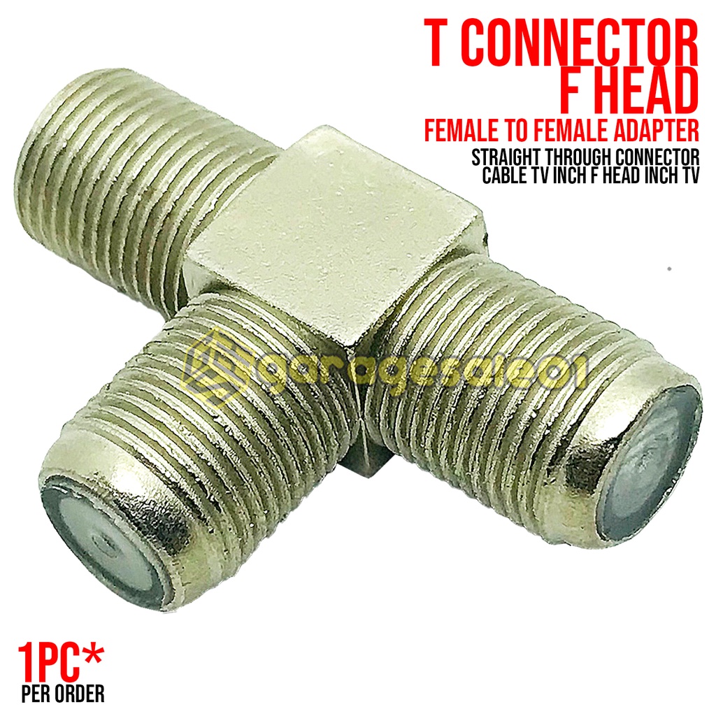 T Connector F Head Female To Female Adapter Straight Through Connector ...