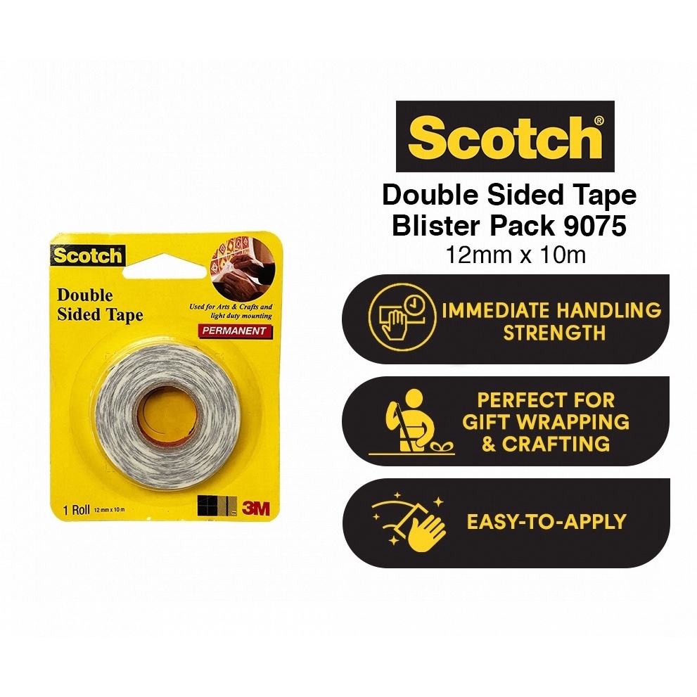 3M Scotch Double Sided Tape Blister Pack 9075 [MSDS1210] 12MMx10M ...