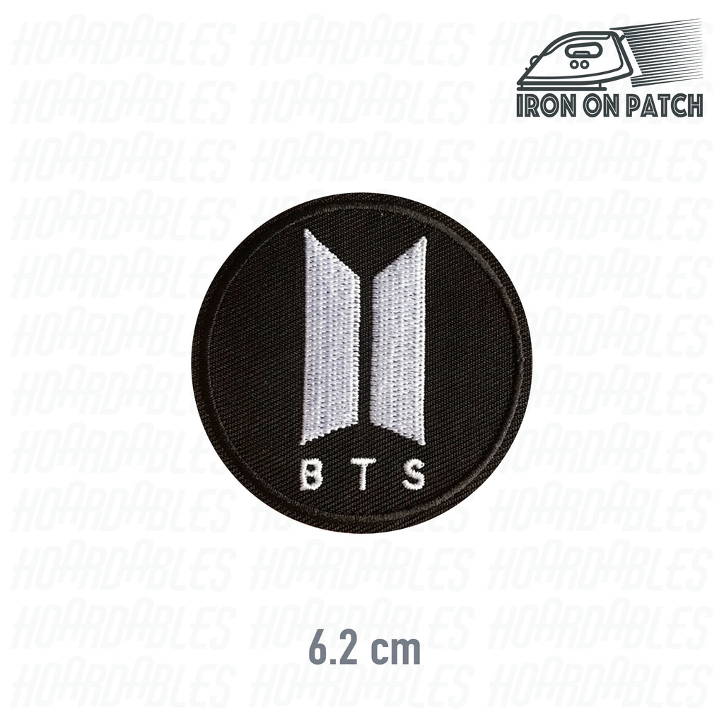 BTS Logo Music Band Black Iron On Sew DIY Decor Embroidered Patch Badge ...